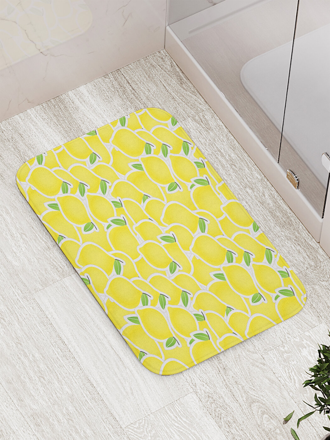 Коврик для ванной комнаты, туалета "Лимонное полотно" противоскользящий, 52х77 см, JoyArty