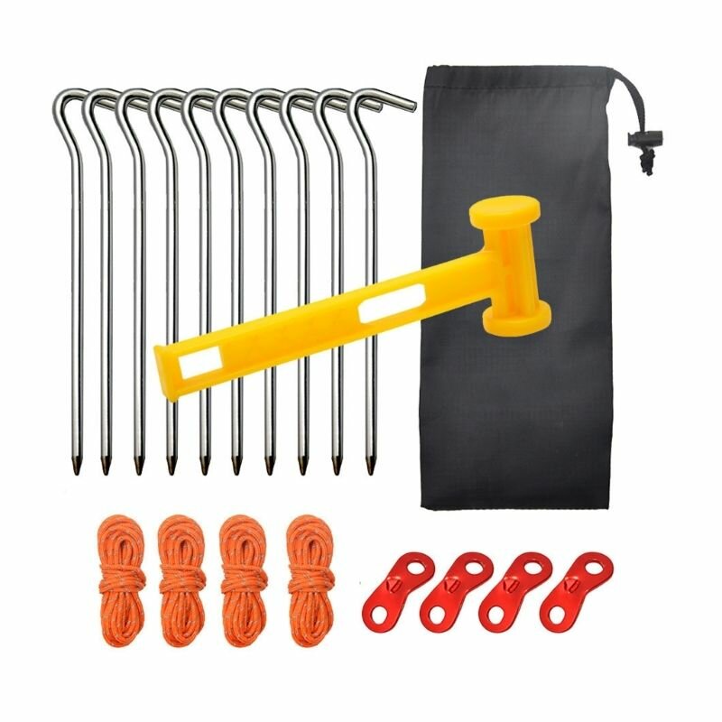 Вопросительный знак, тип 7, гвозди для пола из алюминиевого сплава -10 гвоздей, 4 веревки, бинокулярные пряжки, 1 сумка, пластиковый молоток