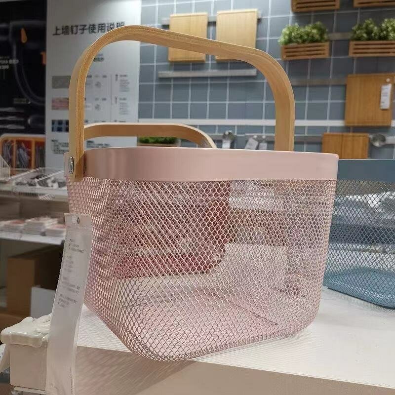 Квадратная корзина для хранения на рабочем столе, розовая, 25X25X19 см