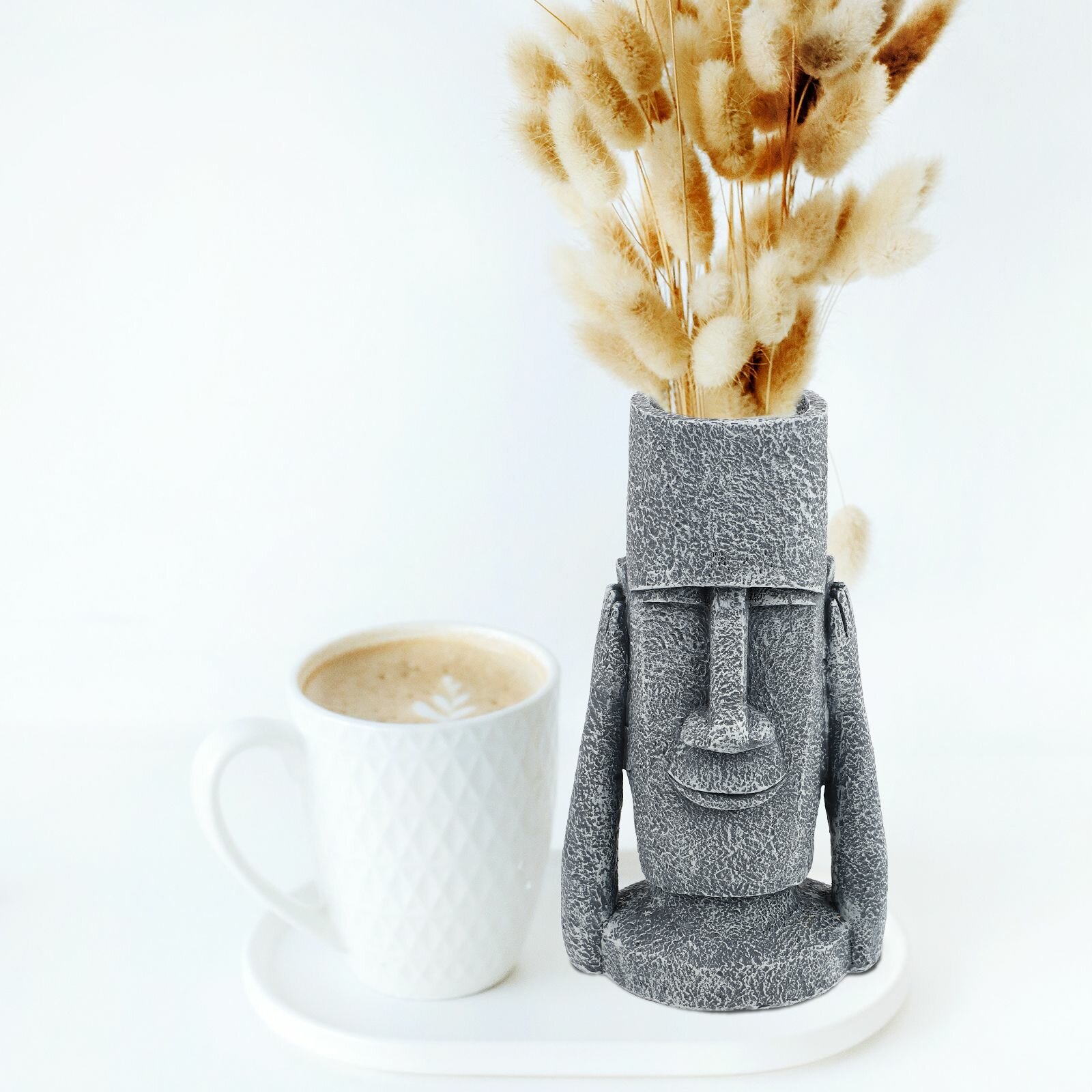 Статуэтка острова Пасхи Моаи с возможностью использовать как вазу, размер 20,5x11x6,2 см