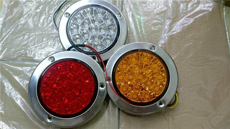 16-диодные 12В 24В круглые габаритные огни с прозрачной линзой янтарного цвета, задние фонари, фонари заднего хода для грузовика, прицепа, автодома 2 шт