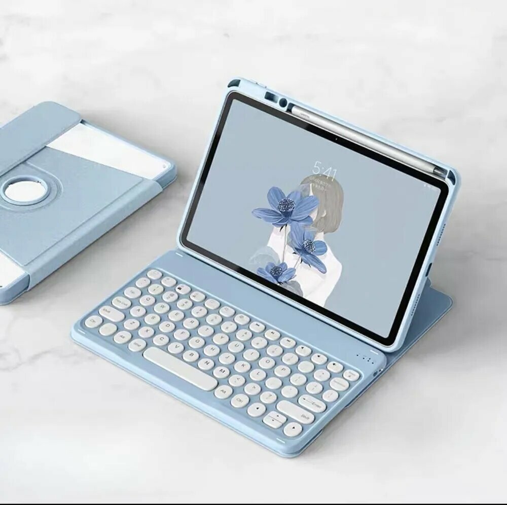 Русская и английская клавиатуры совместимы с Huawei Matepad12x (2024). Защитный чехол для планшета, Bluetooth-клавиатура, мышь и вращающаяся подставка