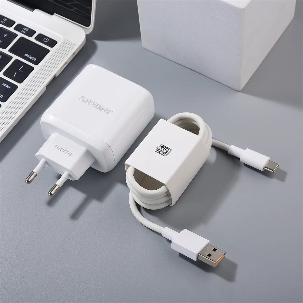 Новое быстрое зарядное устройство Realme GT Master Edition GT2Pro Neo2 65 Вт SuperVooc USB-адаптер питания EU/US QC4.0 для Realme 8 8i 9 X7Pro OPPO EU charger and cable