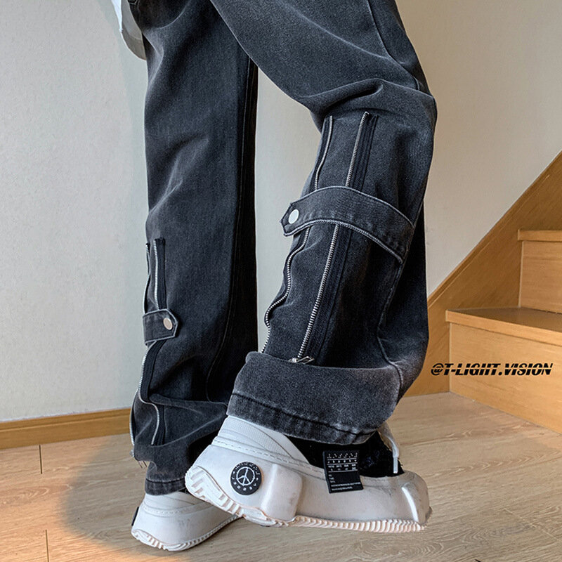 Уличные JYL Джинсы Мужские Осенне-Зимние Новые Однотонные Хип-Хоп Ins Деним, Размер_S