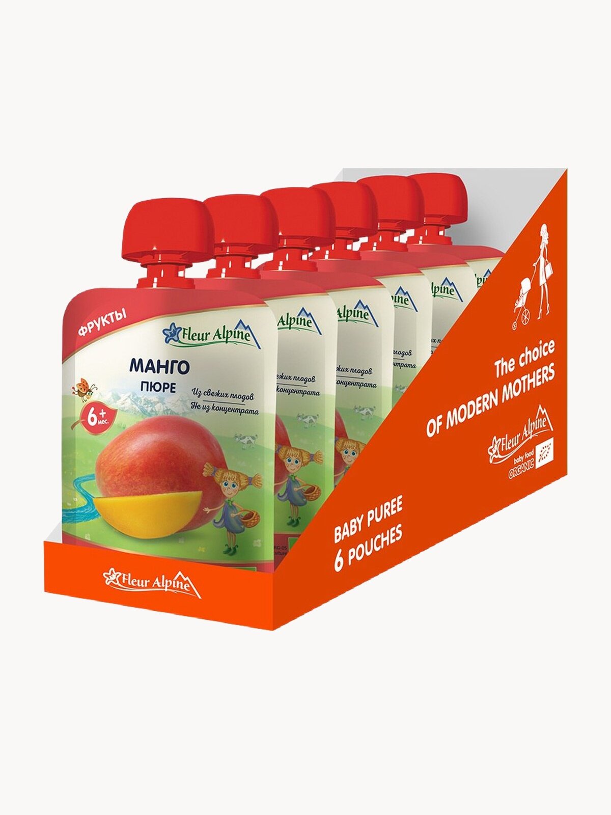 Пюре детское Fleur Alpine Манго, с 6 месяцев, 90 г, 6 шт.