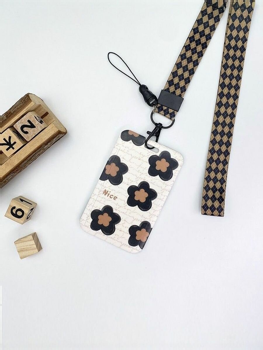 Бейдж для пропуска на ленте Цветы