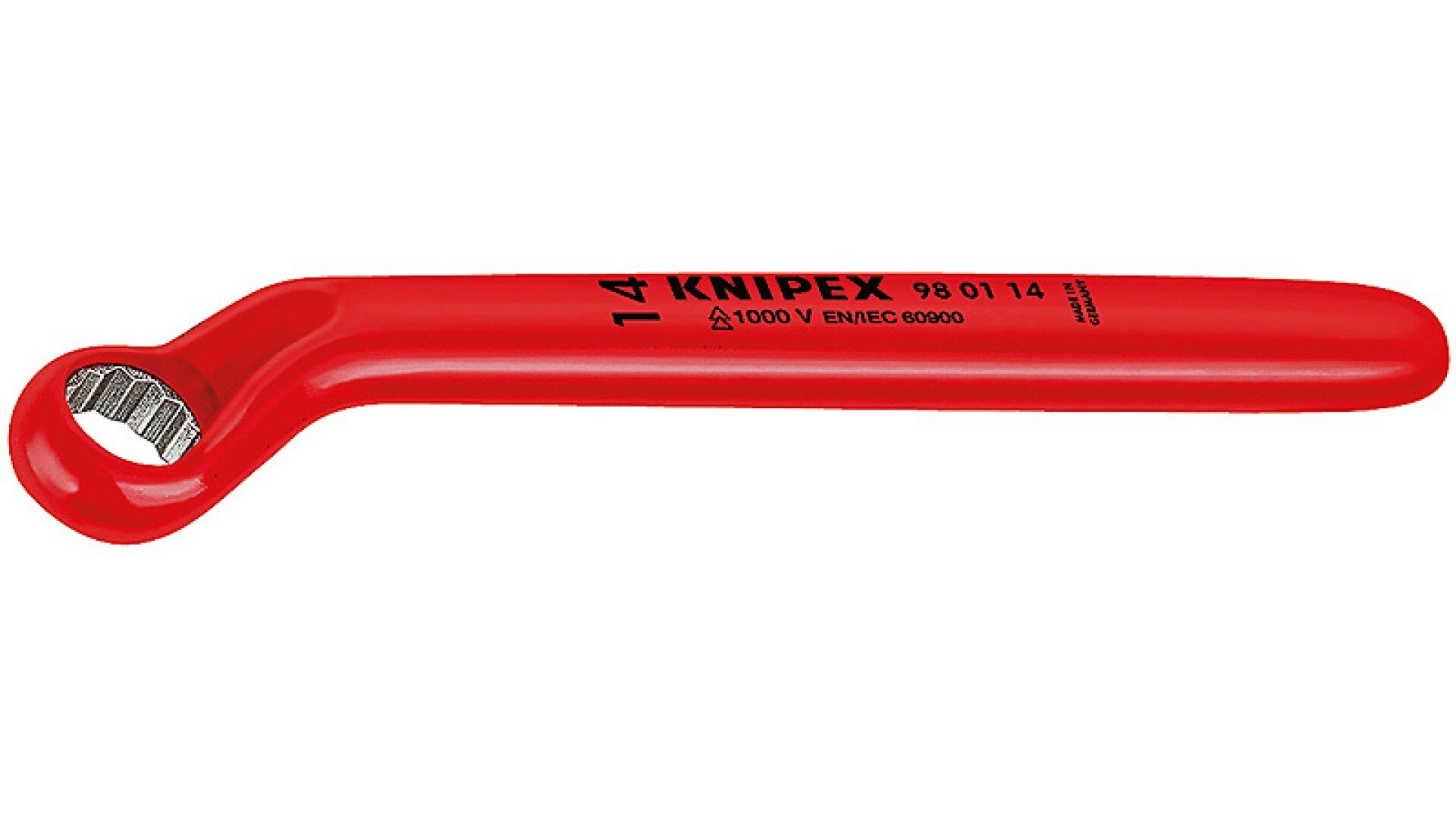 Ключ гаечный KNIPEX накидной VDE, 15 мм, длина 200 мм, диэлектрический