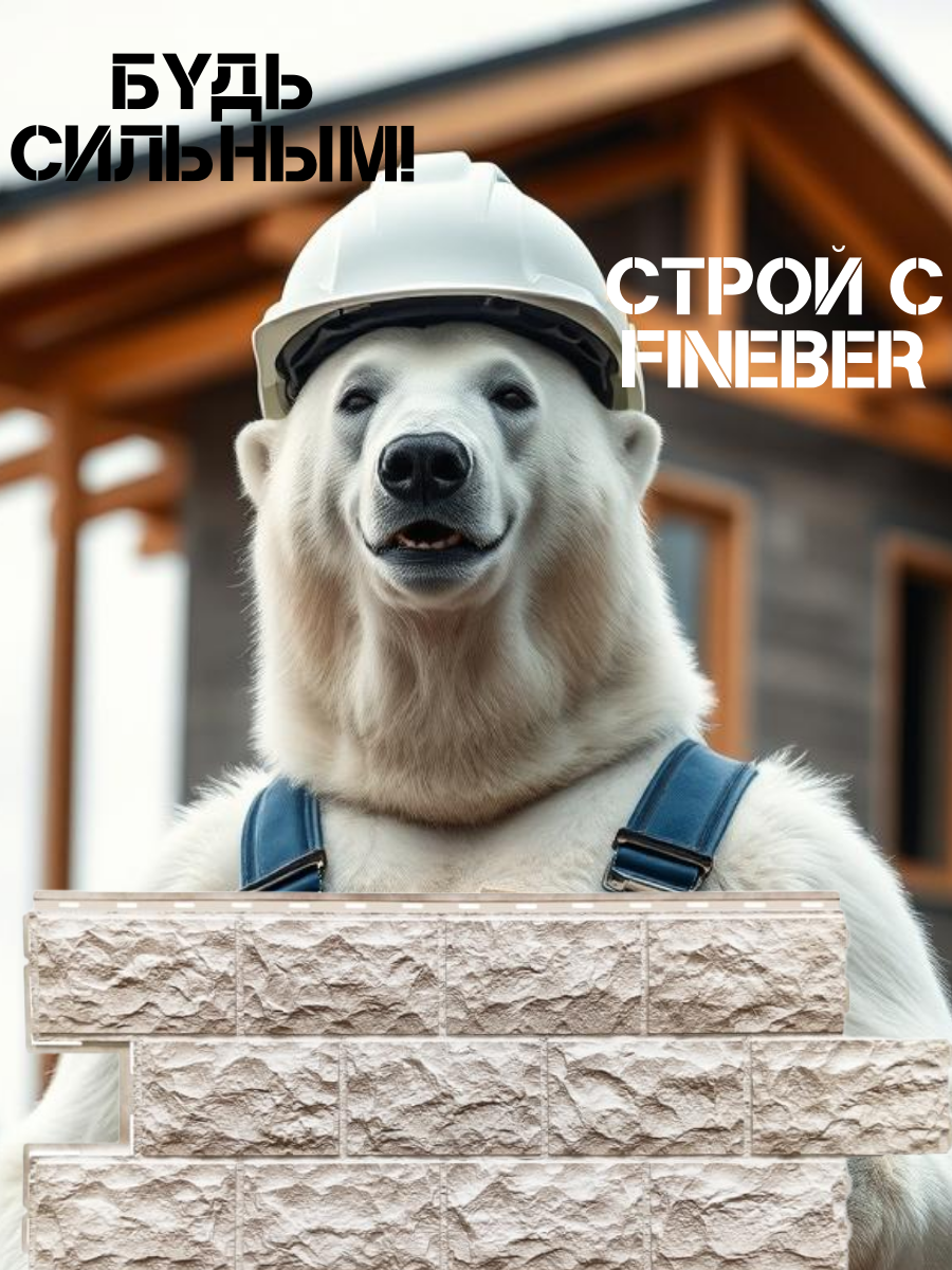 Фасадная панель Fineber "Доломит", имитация камня, бежевая, 1137х472х8шт