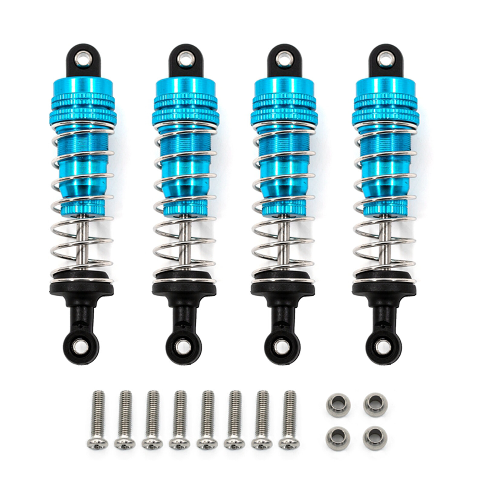 Амортизаторы из алюминиевого сплава 4 штуки для улучшения запчастей и аксессуаров радиоуправляемой машины 1/14 144001, длина 61-74 см, упаковка 9*6.6*3 см, вес упаковки 66 г, пластиковая упаковка