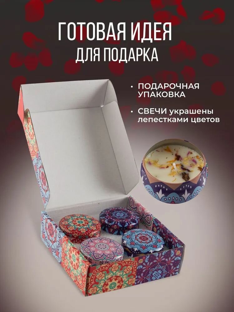 Свеча ароматическая "цветочный и сладкий аромат", 4 см х 6 см, 4 шт ароматическая свеча свеча с цветочным ароматом