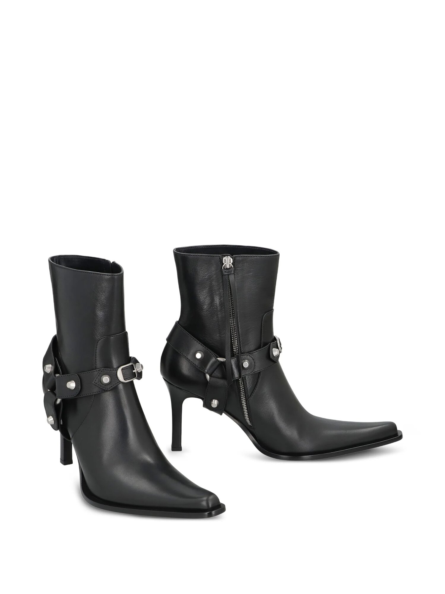 Ботинки BALENCIAGA Studded-strap pointed-toe boots, размер 40 — фото 1