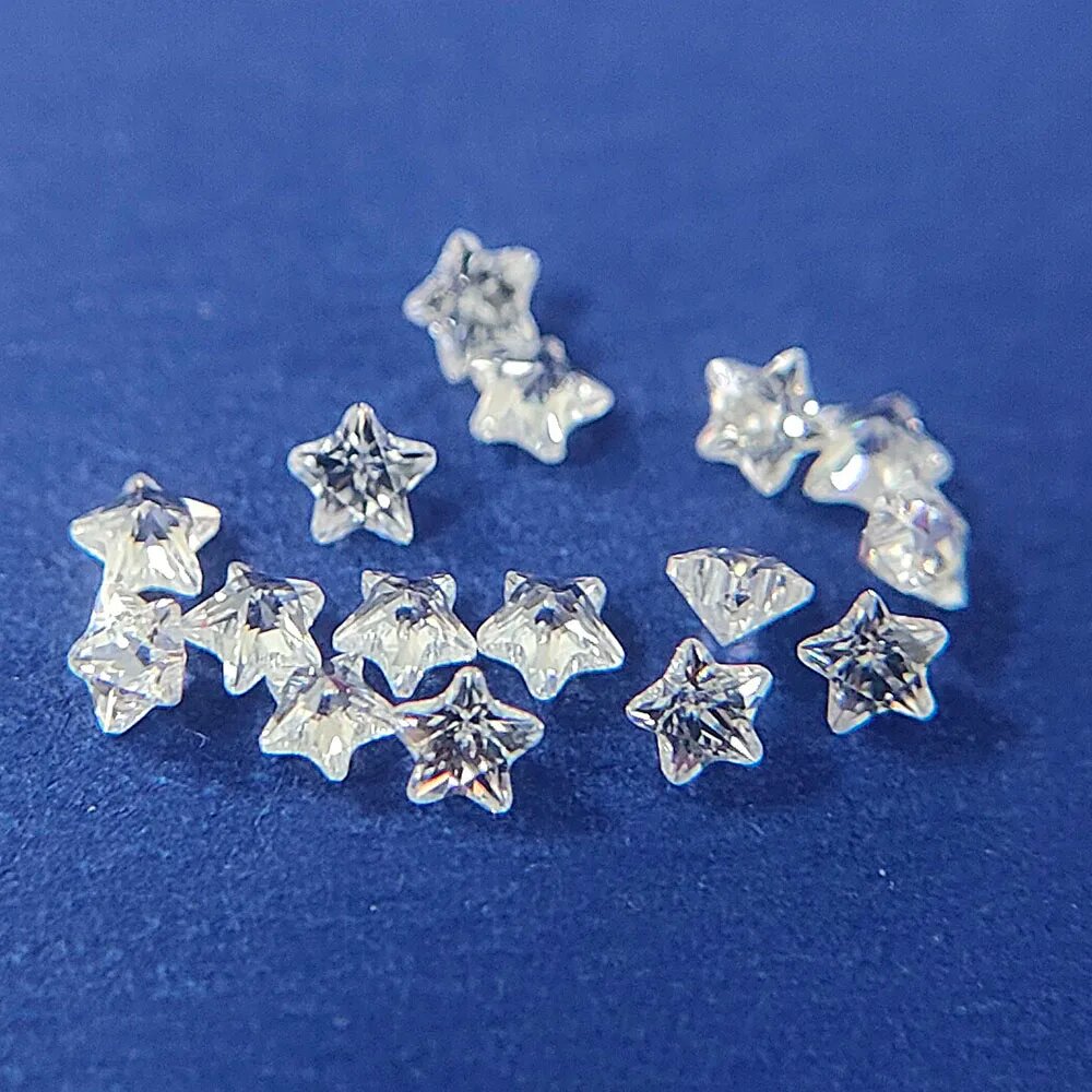 200 шт./пакет 2 мм модные пятиконечные звезды белый кубический циркон драгоценные камни свободные бусины CZ синтетические драгоценные камни для изготовления ювелирных изделий