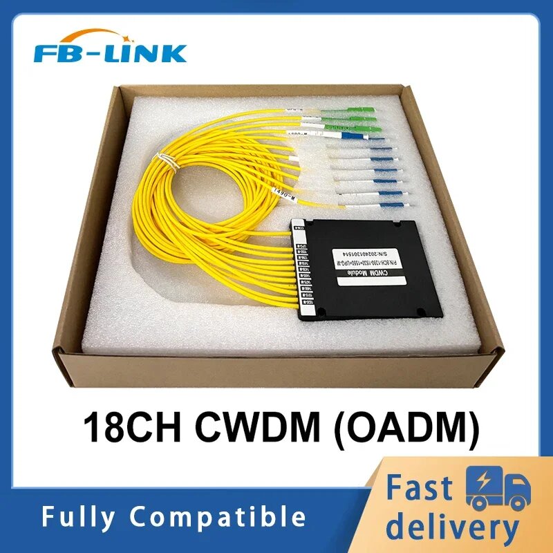 18CH CWDM Fiber Optic Mux Demux Module Single and dual 1270nm -1610nm 18Way Single Fibre 2.0mm ABS Box with LC Connector Duplex