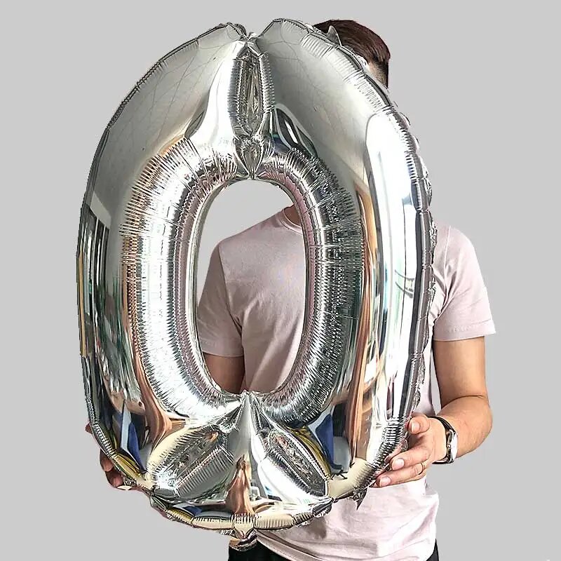 16/32/40 дюймов серебряные цифровые воздушные шары из алюминиевой пленки, воздушные шары с большим номером 0-9, украшения для дня рождения, юбилея, свадьбы