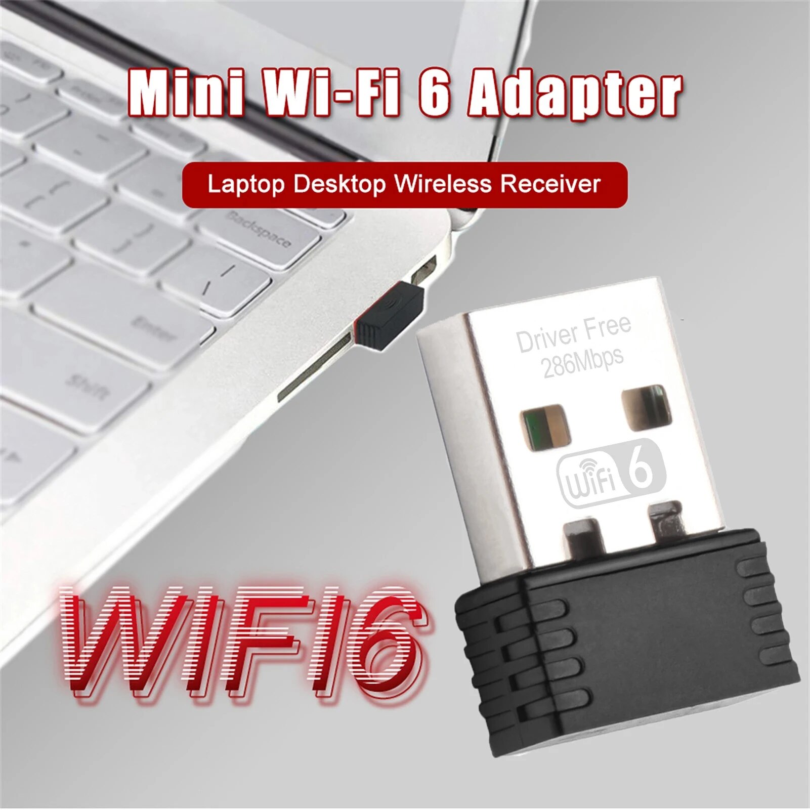 Адаптер AX286 WIFI 6, сетевая карта, мини-USB-ключ, 2,4 ГГц, 802.11AX, прием сигнала для ПК, ноутбука, Windows 10/11, без драйверов