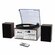 Виниловый проигрыватель с CD/кассетой/FM-радио, ретро-аудиосистема в деревянном ...