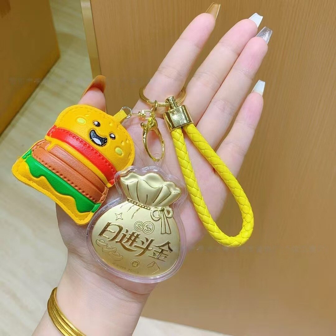 Ключница из чистого золота 999 пробы, золотой кулон, модный креативный счастливый мешок, привозитель удачи, кулон для ключей от машины