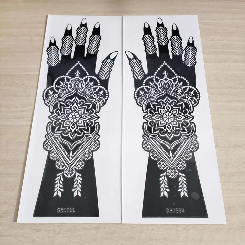 1 пара трафаретов для татуировки хной для женщин, ручная работа, сделай сам, картина для тела, цветочный дизайн, шаблон татуировки хной, временные инструменты для татуировки