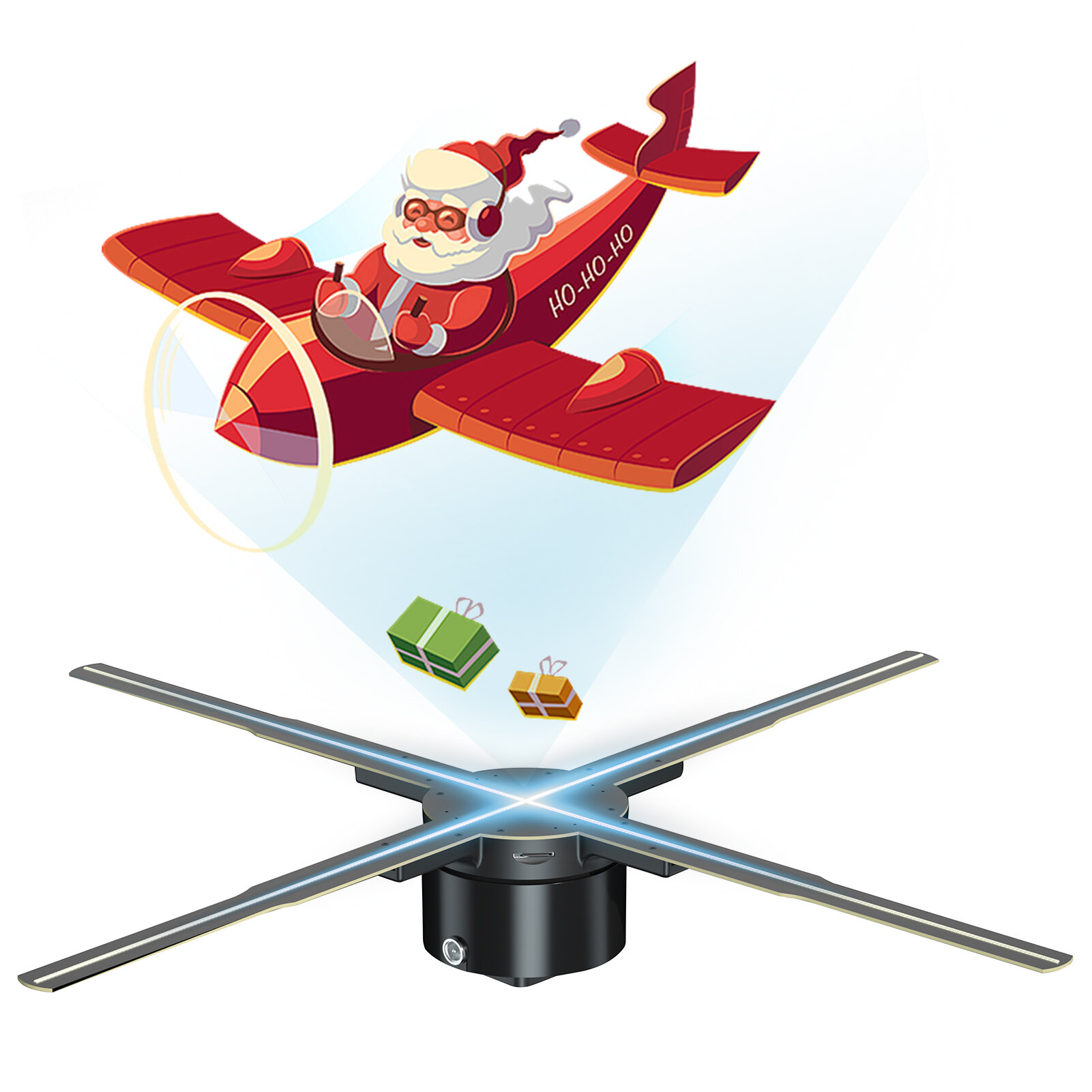 3D голографический проектор Рекламный дисплей Вентилятор Настенный проигрыватель 3D без очков 2K HD LED Фото Видео Вентилятор с 576 светодиодами Пульт дистанционного управления Вывеска Реальное время отображения экрана для бизнеса магазина