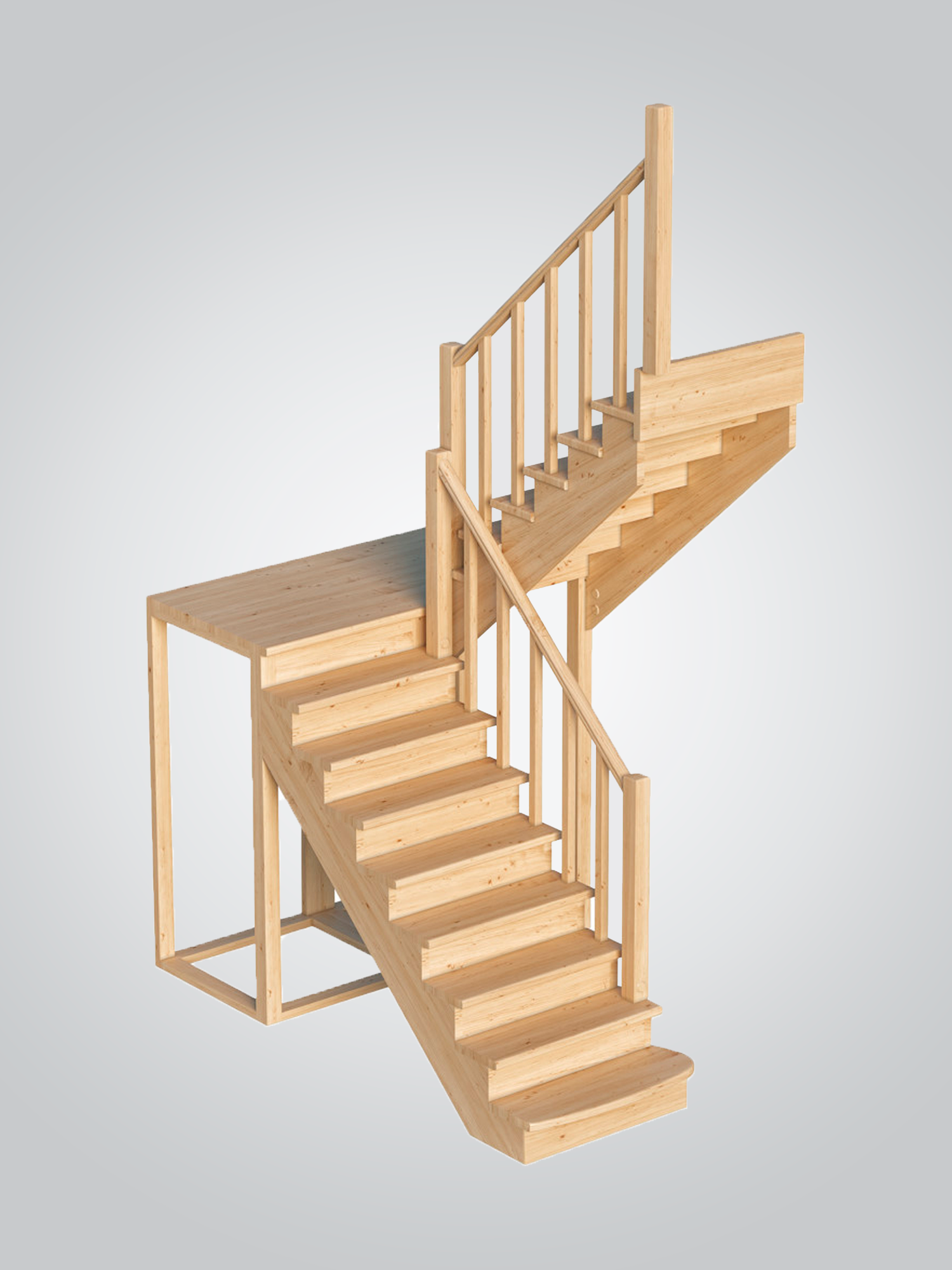 Лестница на второй этаж К-004м/2 Правая с подступенками