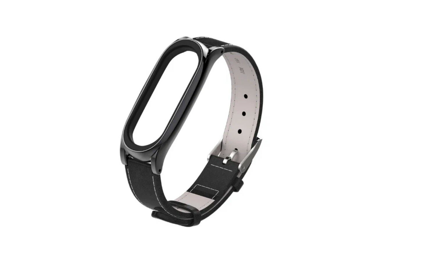 Сменный ремешок MyPads из качественной импортной кожи для фитнес-браслета Xiaomi Mi Band 5 с прошивкой (черный)