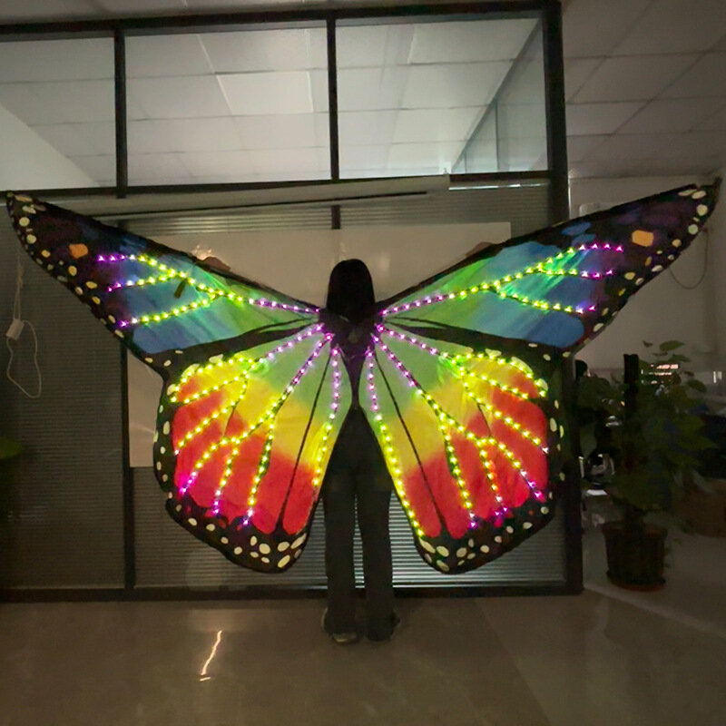 Танцевальные LED крылья, выдвижные бабочки, светящиеся крылья для взрослых, Хэллоуин, детский костюм для косплея, светящийся эльфийский костюм