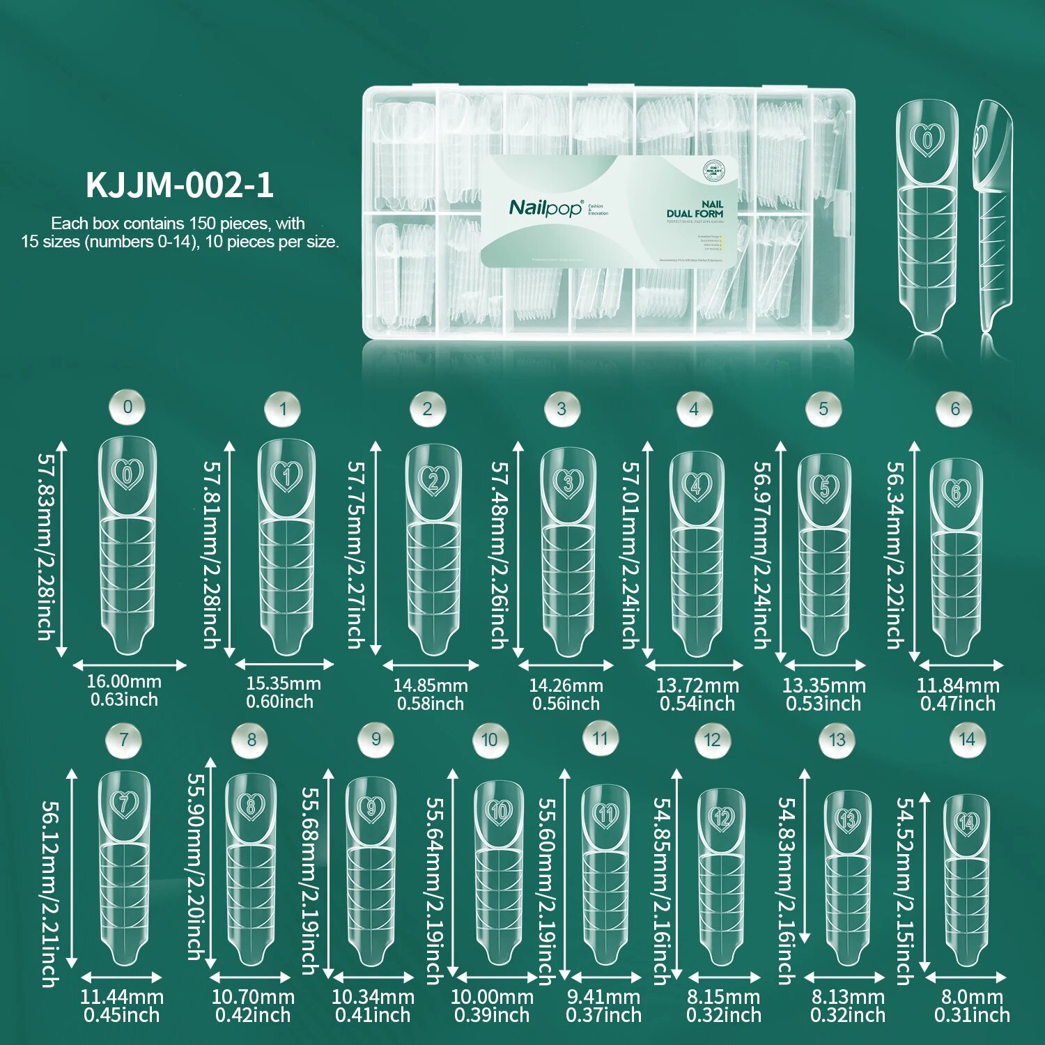 Nailpop 150 шт. формы для ногтей Стилетто, Square-150 PP box