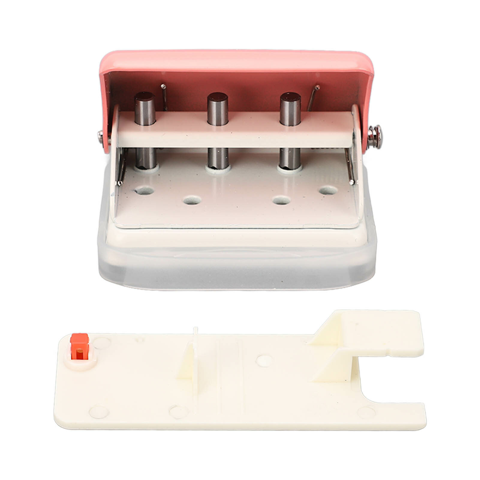 Дырокол ручной для бумаги с тремя отверстиями, розовый, вмещает 5 листов, компактный, прочный, для офиса и школы