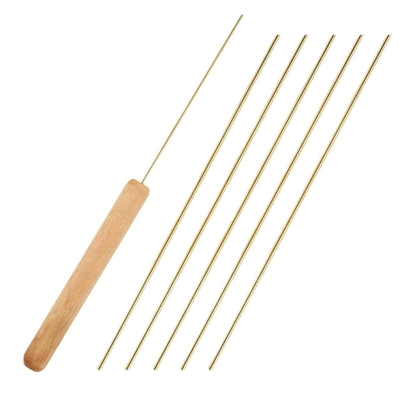 Насадочная игла для рыбалки с деревянной ручкой, Золотой
