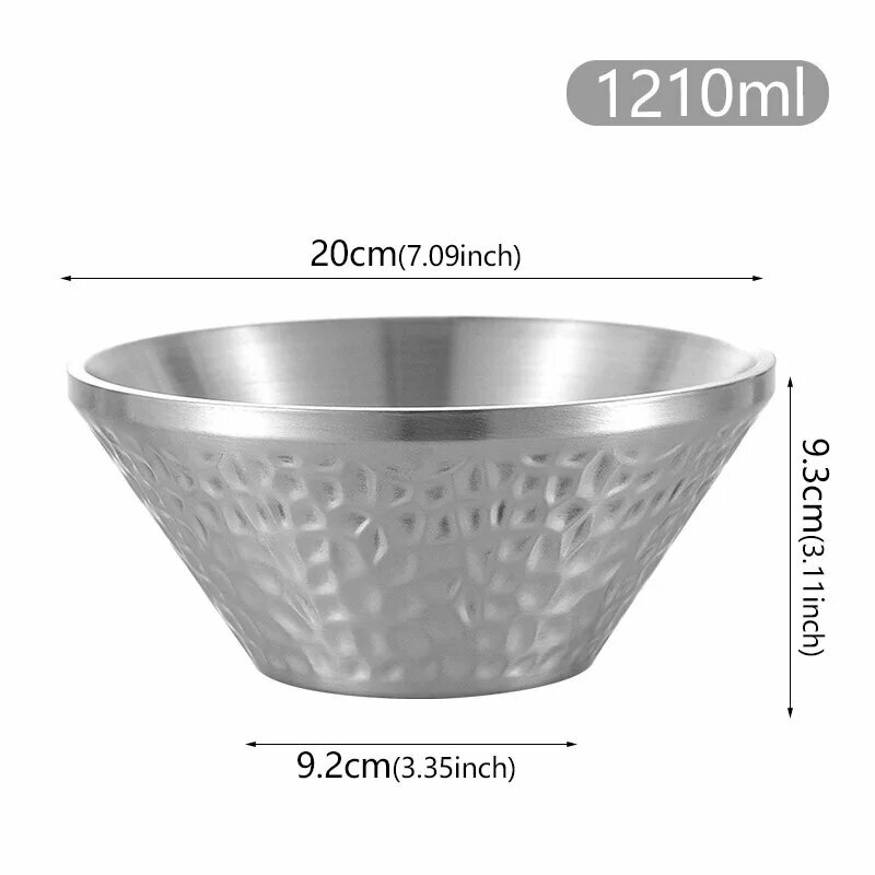 Конус из нержавеющей стали, холодная лапша, защита от ожогов, салатница, суповая миска с двойными стенками, кухонная прочная посуда, контейнер для еды