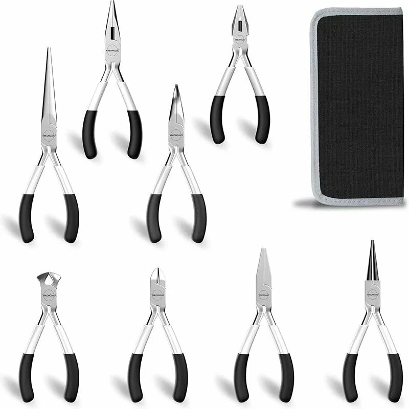 Набор мини-плоскогубцев из 8 шт, длинногубцы, диагональные инструменты для резки концов проволоки с сумкой для инструментов