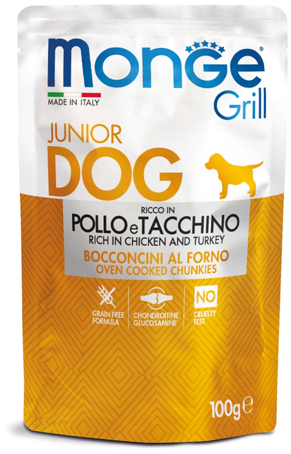 Monge Dog Grill Puppy&junior Pouch паучи для щенков курица и индейка 100г .