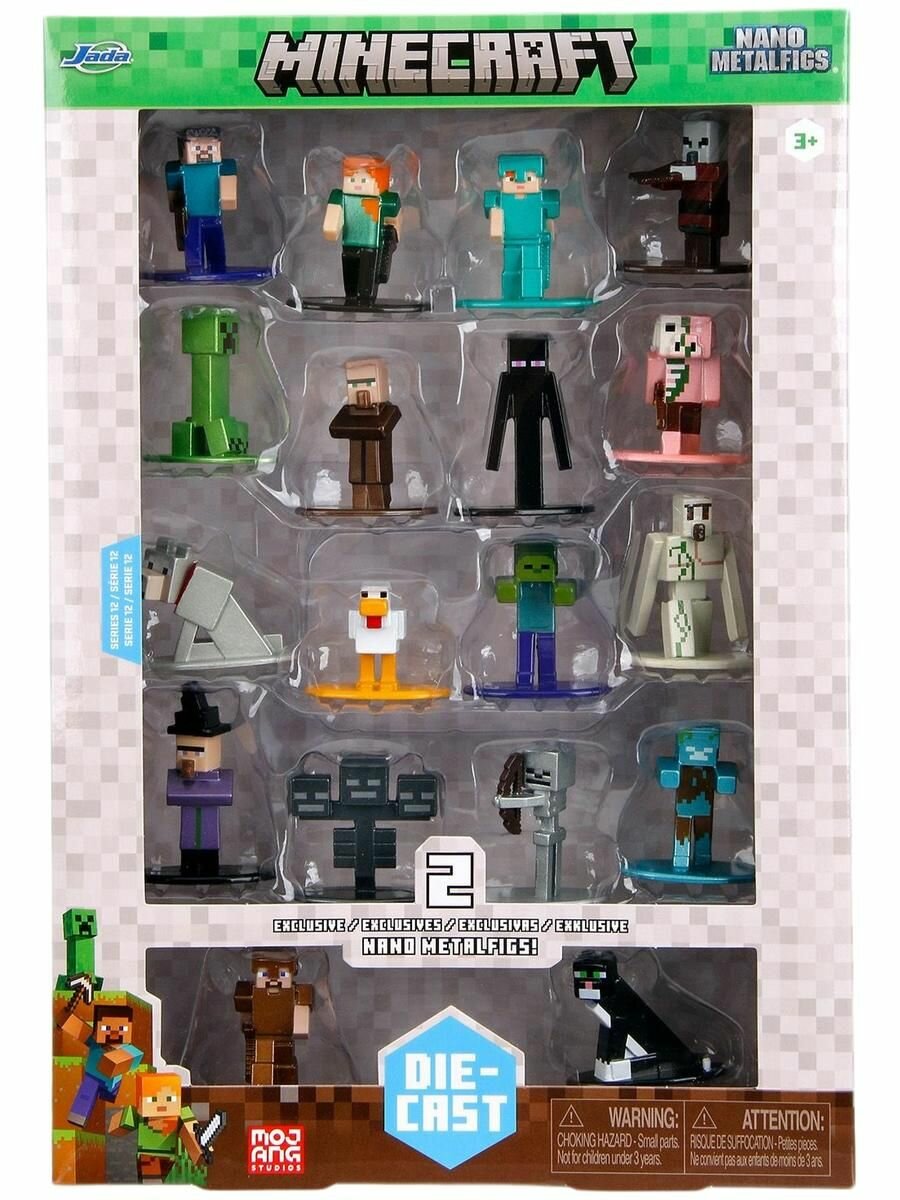 Набор Фигурок 1.65" Nano Metalfigs Майнкрафт 18шт