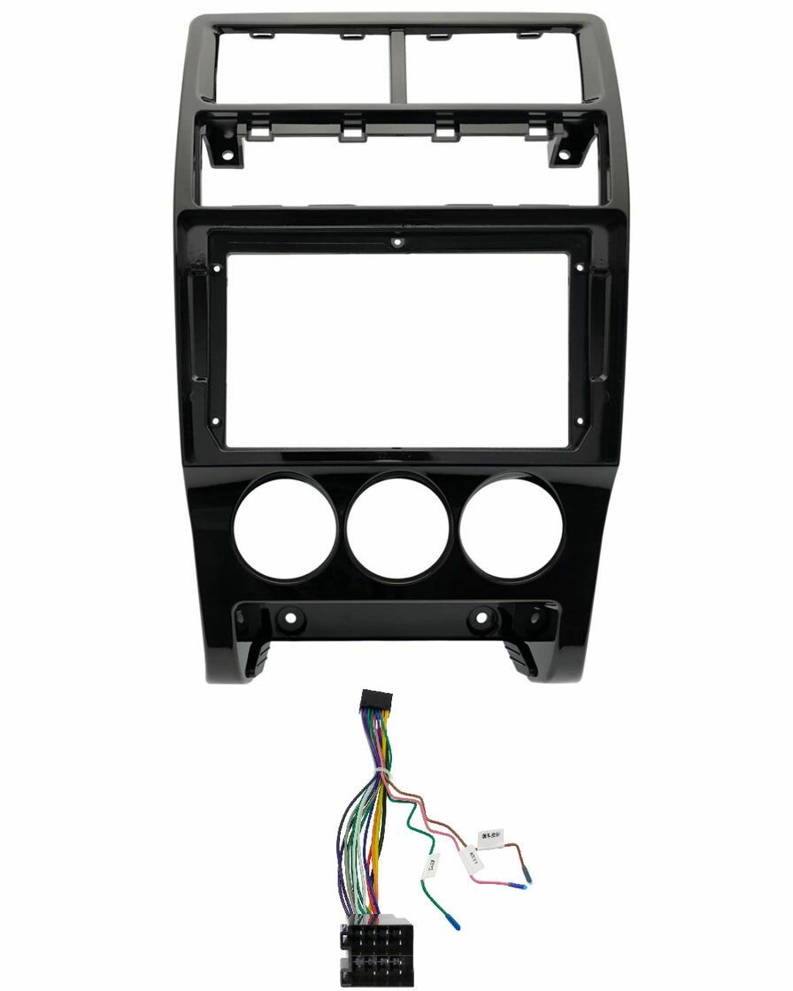 Рамка переходная Лада Приора 2 (Lada Priora 2) 2013 - 2018 глянец + проводка для 9" магнитолы / Wide Media