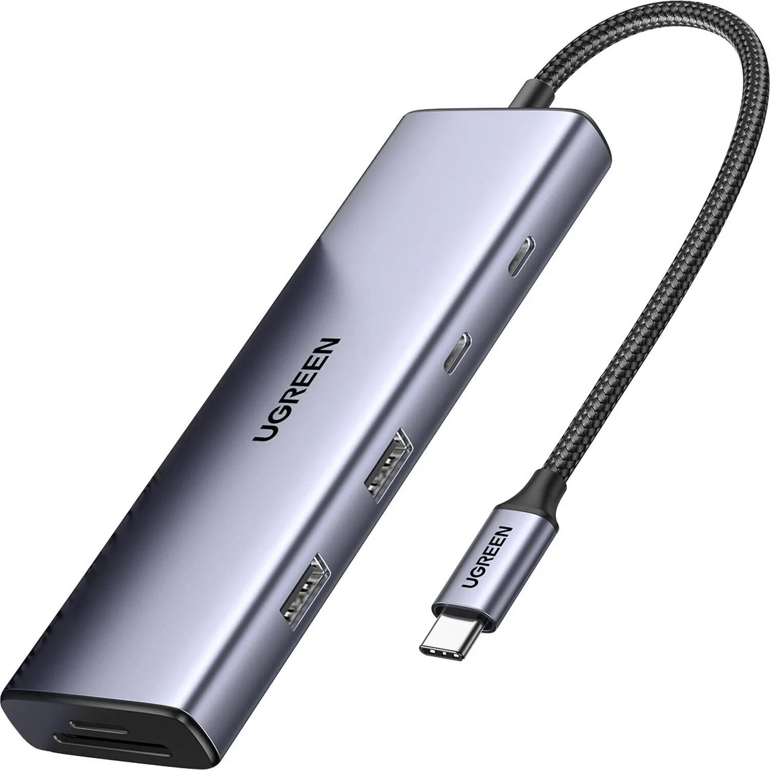 Разветвитель USB UGREEN CM498 (15375) USB3.0/USB-C/HDMI/RJ45/SD, серый