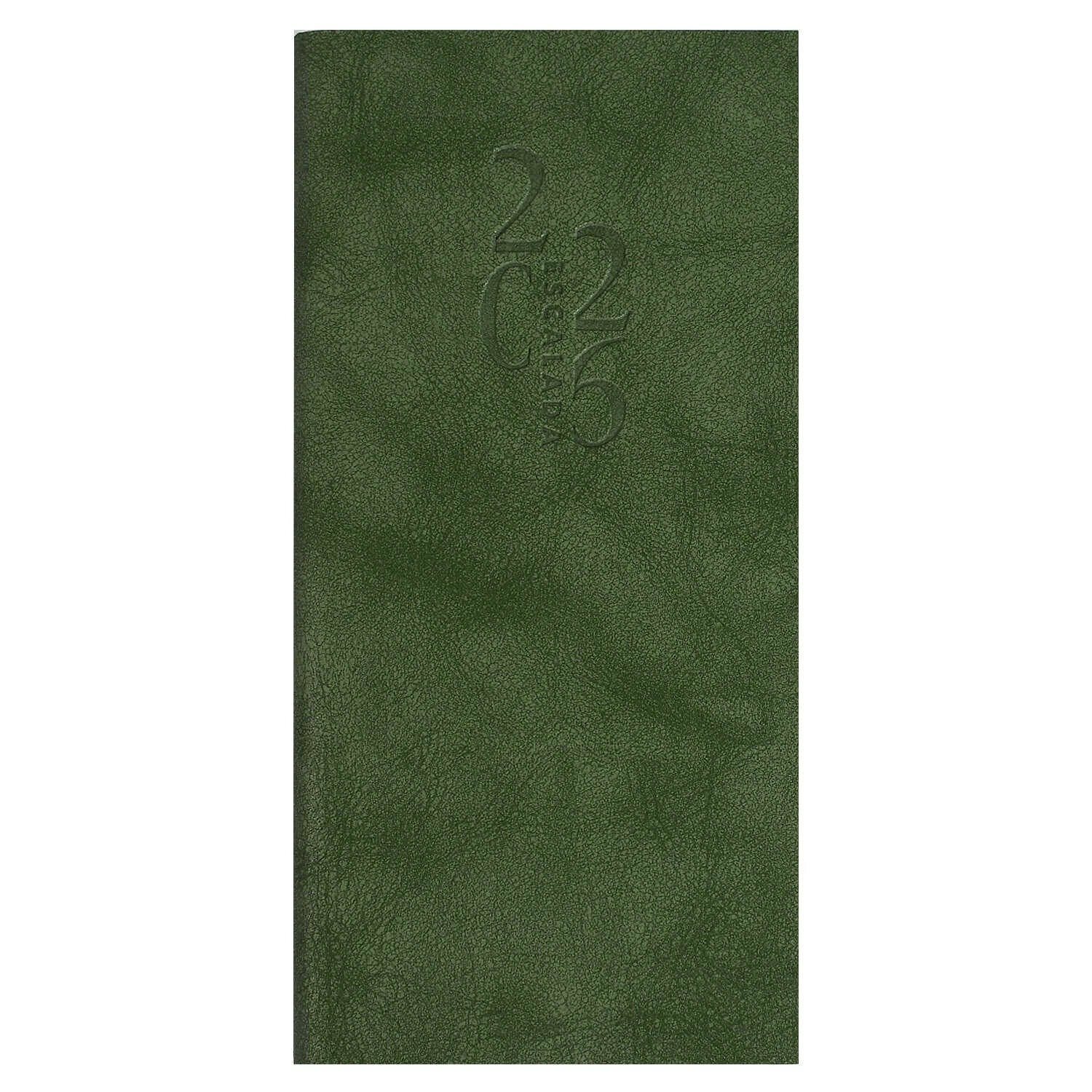 Еженедельник датированный 2026 год, 64 листа, 80х165 мм "Тиволи глосс", зеленый