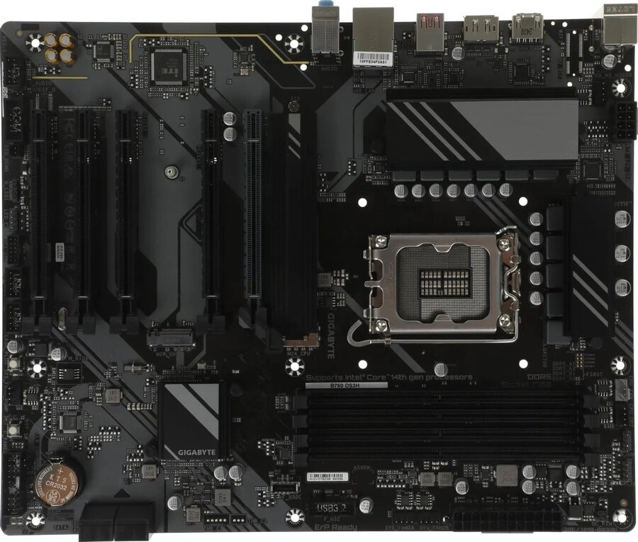 Материнская плата Gigabyte B760 DS3H Soс-1700, Intel B760,4x DDR5, ATX,8-ch HD Audio, GbeLAN+HDMI+DP, RTL