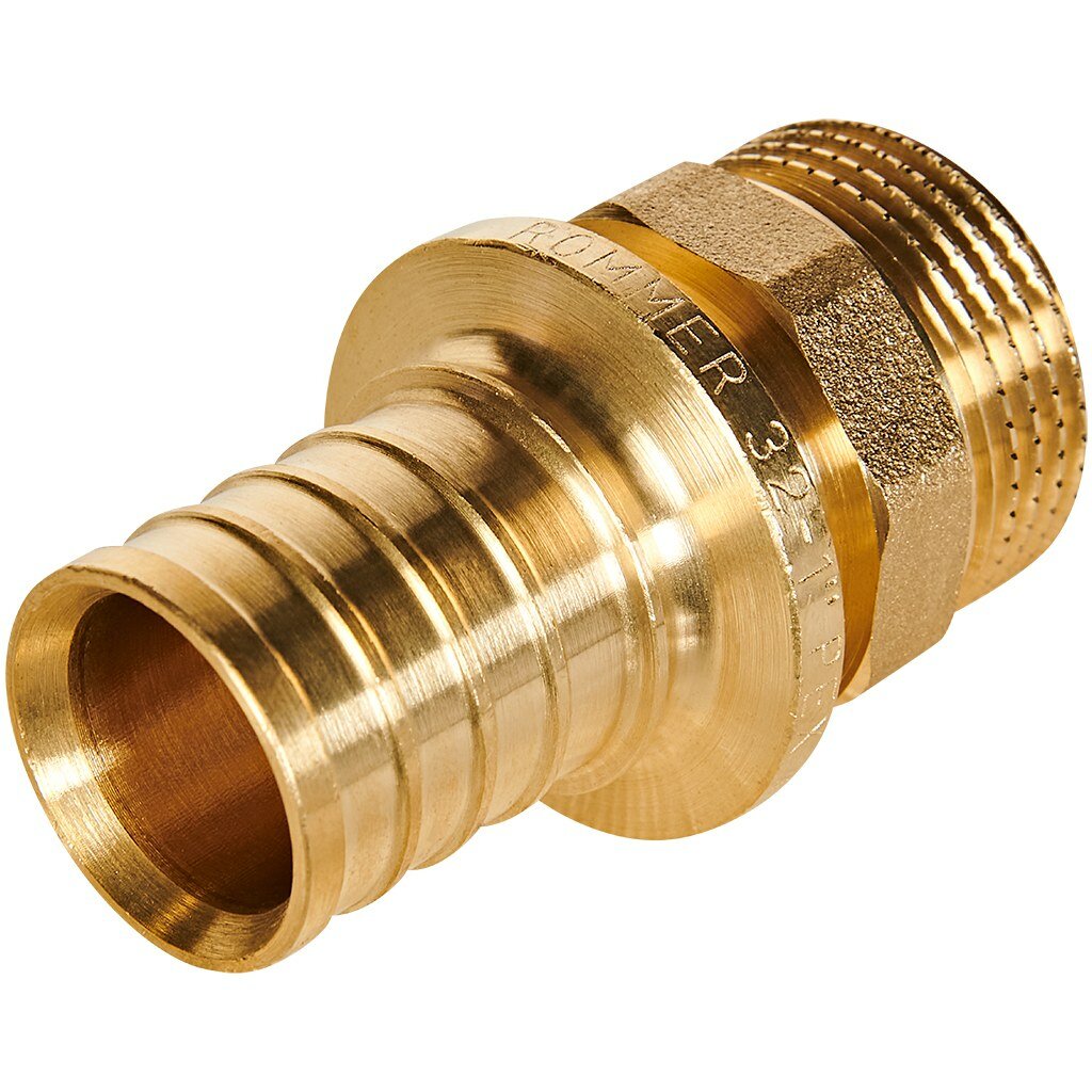 Переходник 32 x 1" (НР) аксиальный для труб PEX ROMMER (RFA-0001-003210)
