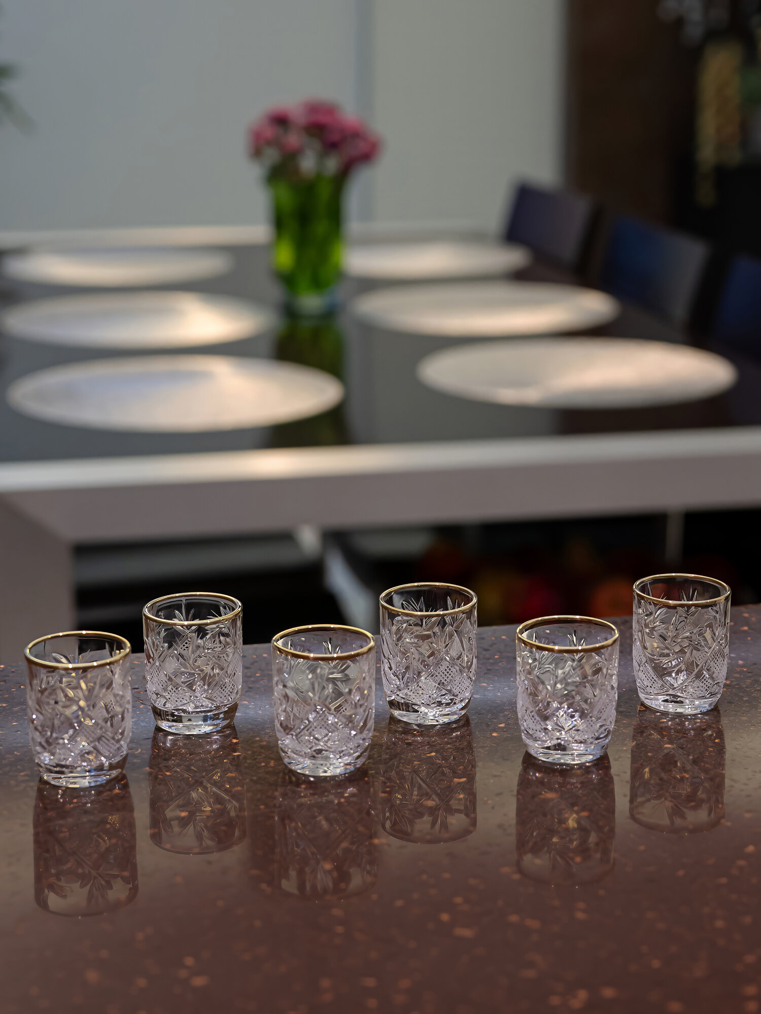 Набор стопок хрустальных для водки и крепких напитков Неман 3912-1000/1 отводка золотом, 35 мл. (6 шт.)