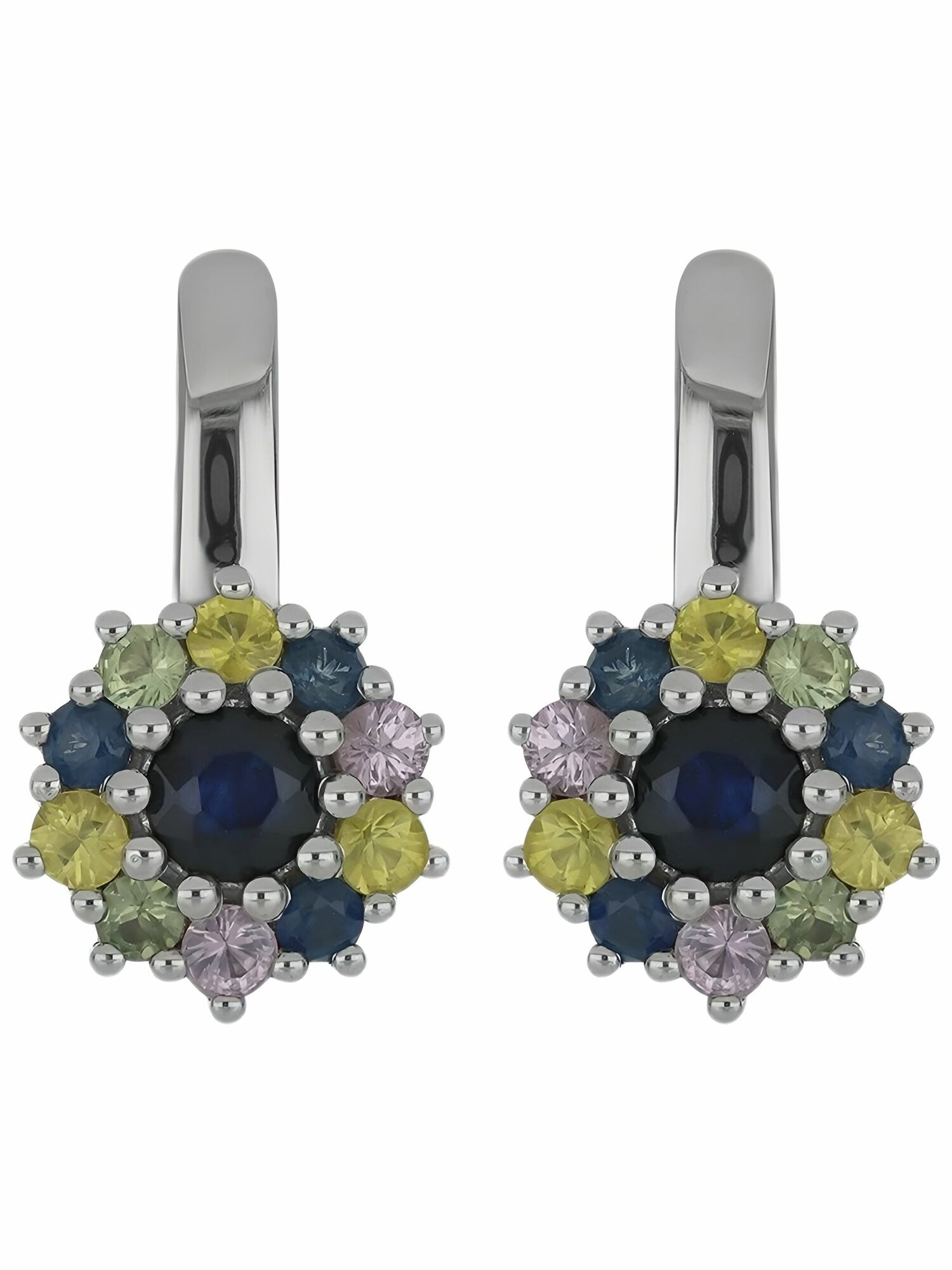 Серьги, серебро, 925 проба, родирование, сапфир