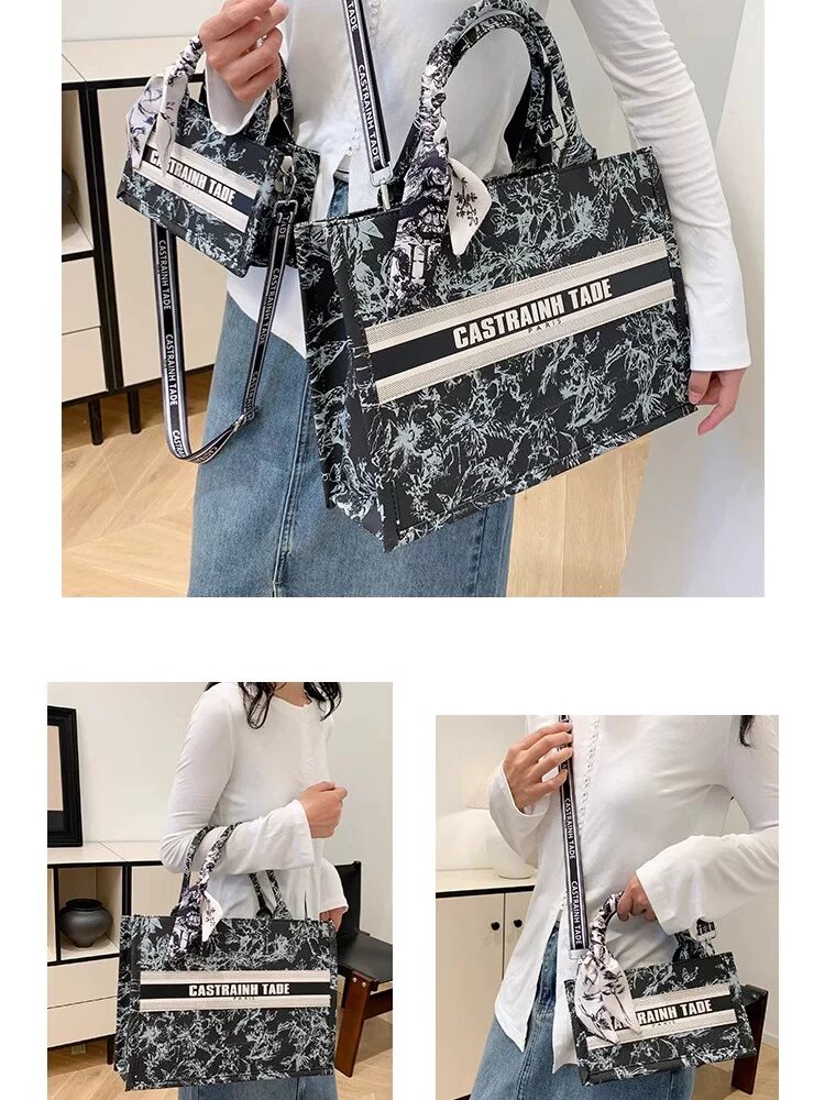 2025 Новая большая сумка для женщин, модная жаккардовая вышивка, высококачественная индивидуальная сумка через плечо для повседневного использования