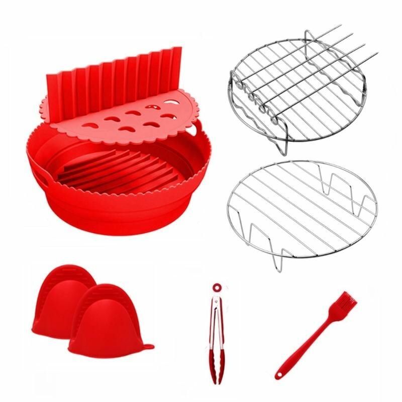 Аксессуары для аэрогриля: подложка и корзина, красный