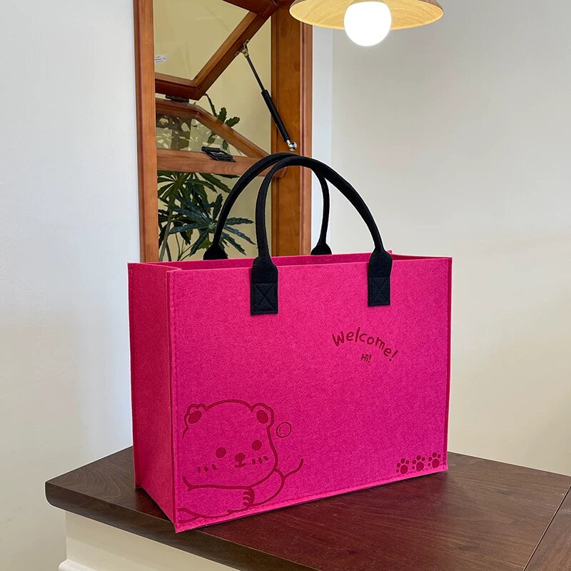 Сумка из фетра, красная сумка, сумка с индивидуальным логотипом, подарок, большая вместимость, сумка-тоут, ручная сумка, подарочная сумка для покупок