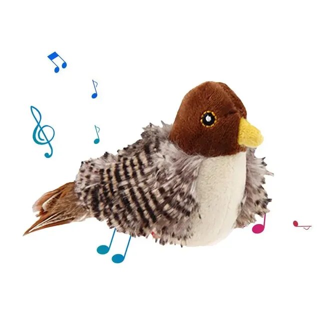 Интерактивная игрушка для кошек, реалистичная плюшевая птица с электрическим пищанием, дразнилка для кошек, котенок с кошачьей мятой и перьями, щебечущая птичка.