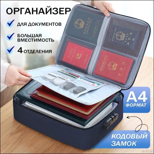 Органайзер для документов А4 — вместительная папка-кейс с карманами для паспортов, наушников, зарядок и флешек