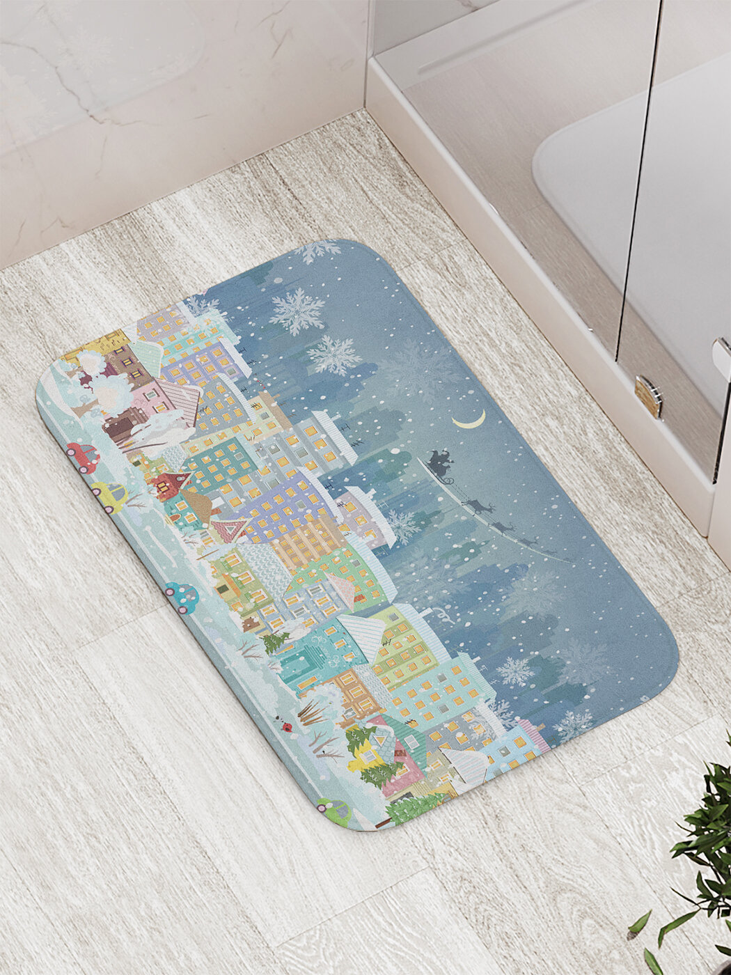 Коврик для ванной комнаты, туалета "Канун Нового Года" противоскользящий, 52х77 см, JoyArty, серия Новый год