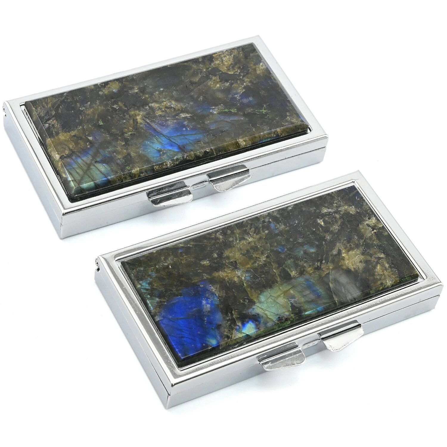 Контейнер Утро-День-Вечер с накладкой из лабрадора, серебристый