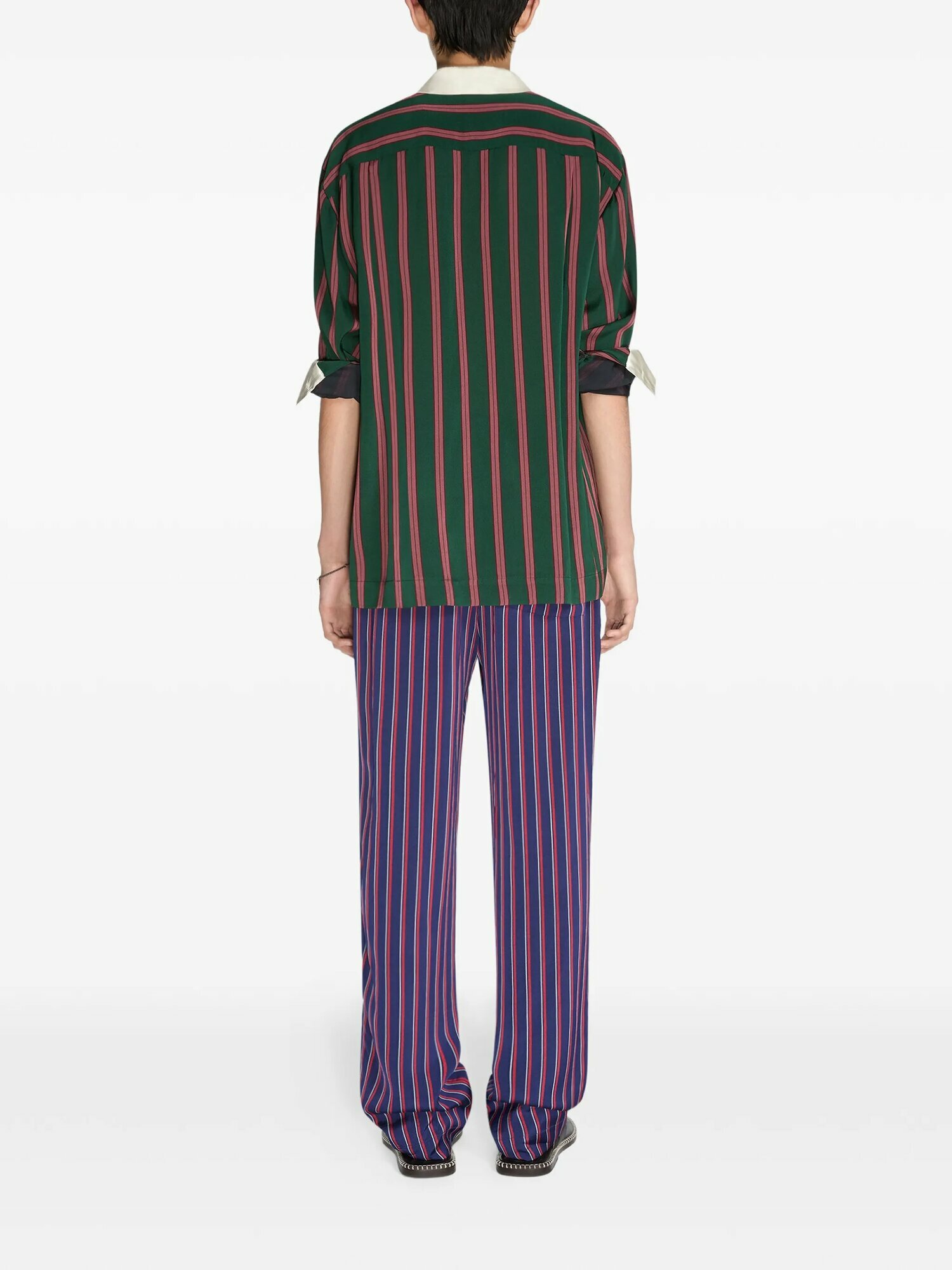Рубашка Dries Van Noten Striped shirt, размер 52, зеленый, — фото 1