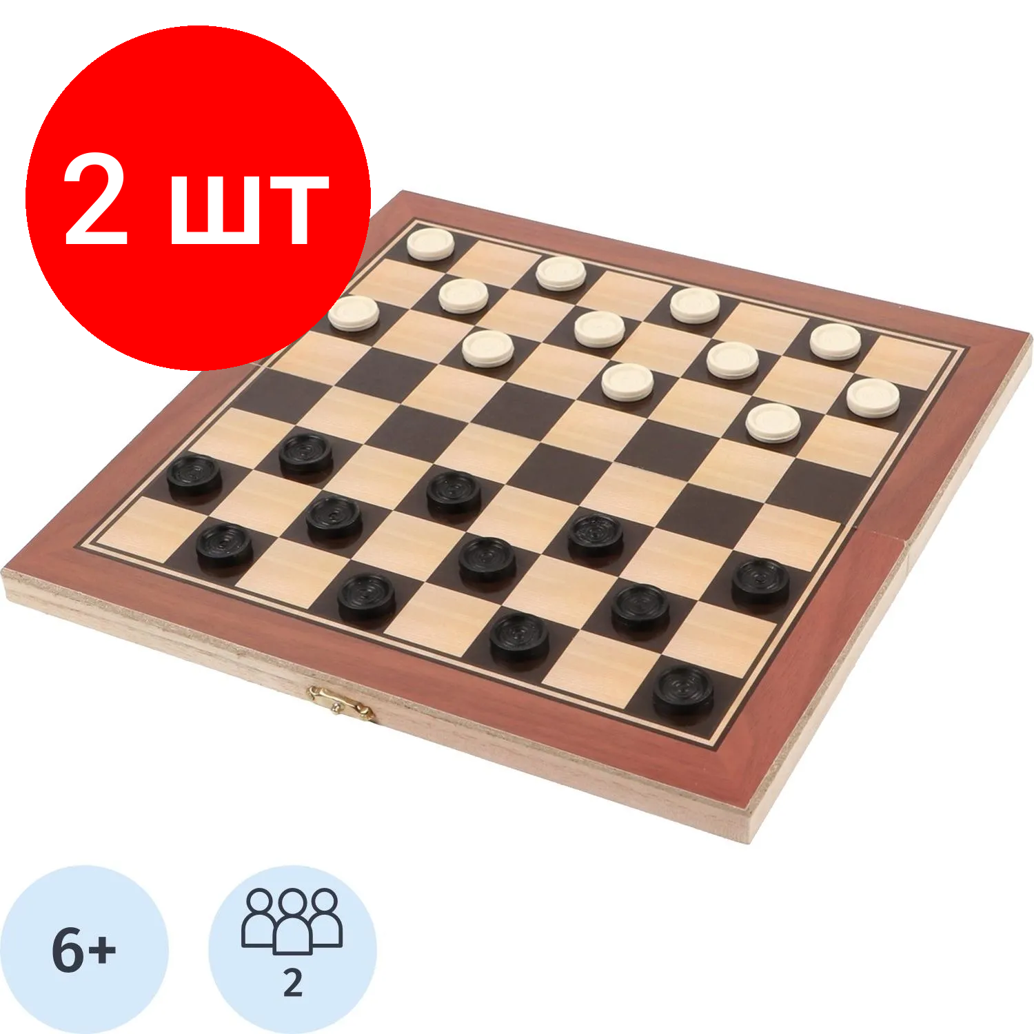 Комплект 2 штук, Настольная игра Нарды 'Лабарт', дерев доска 29x29см, с полем д/шашек,578808
