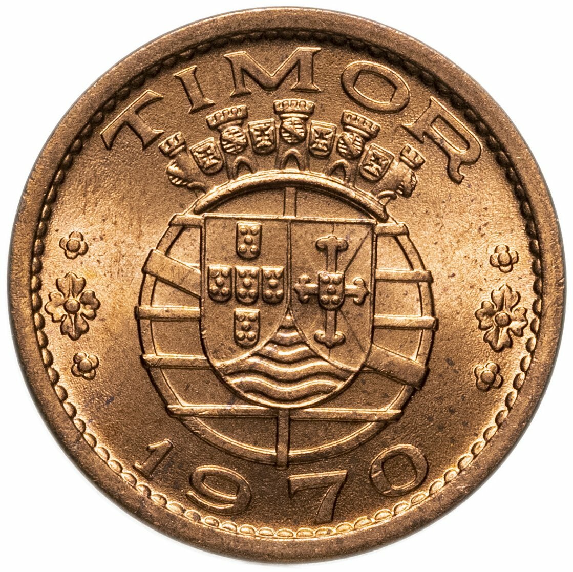 Тимор колония Португалии 50 сентаво centavos 1970, Бронза, в сохранности UNC